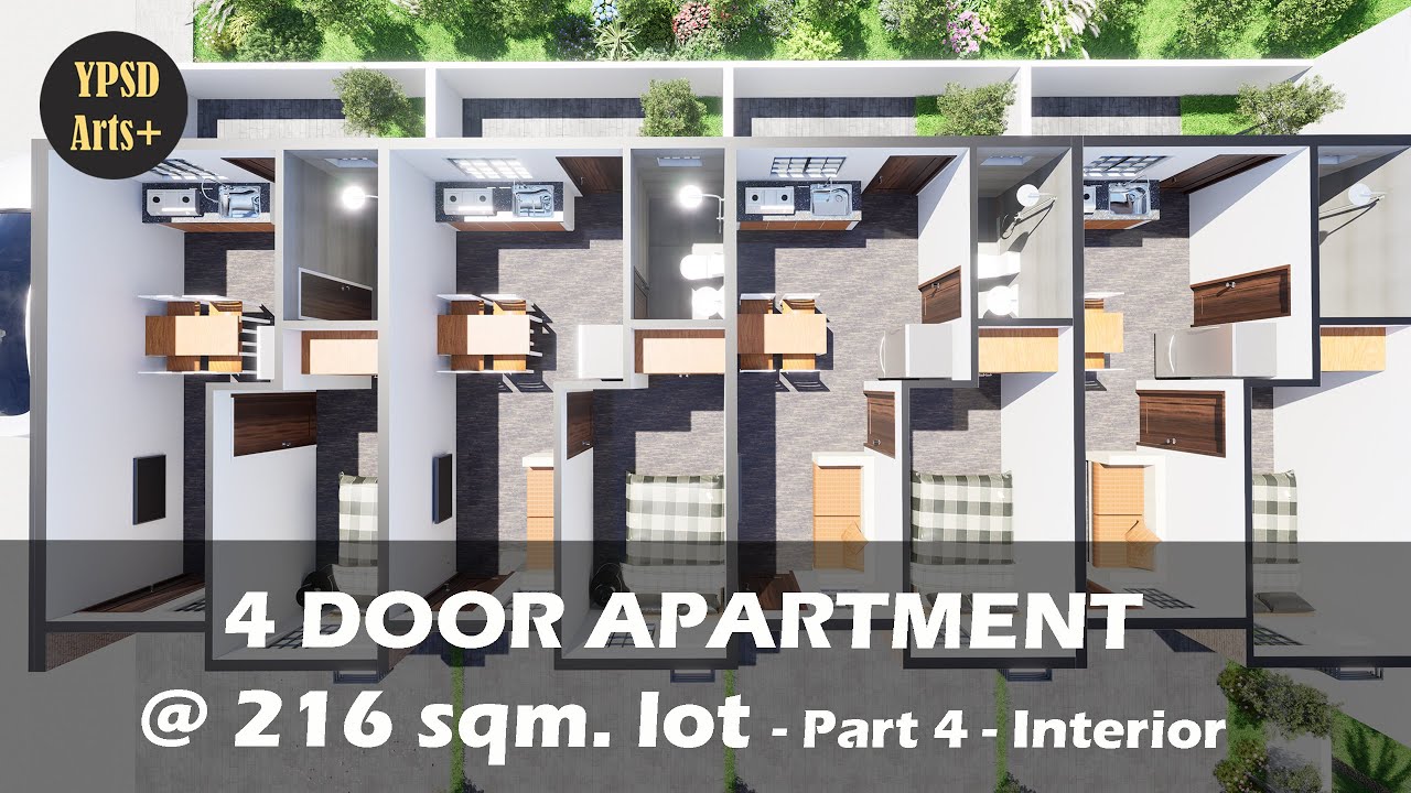 HOUSE DESIGN - 4 DOOR APARTMENT ON A 216 SQ. MTR. LOT - PART 4 - ANIMATION - INTERIOR - D5 ...