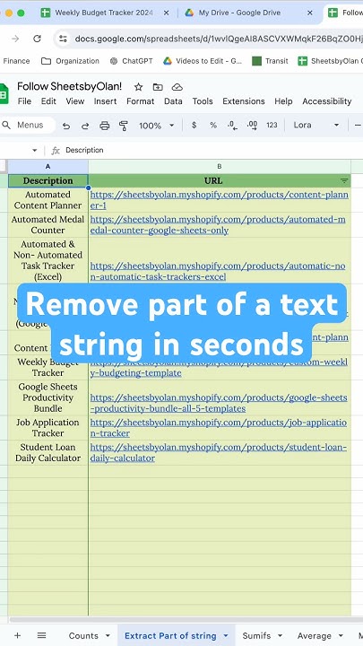 Removing part of a text string is super simple with find and replace! #googlesheetstips - YouTube