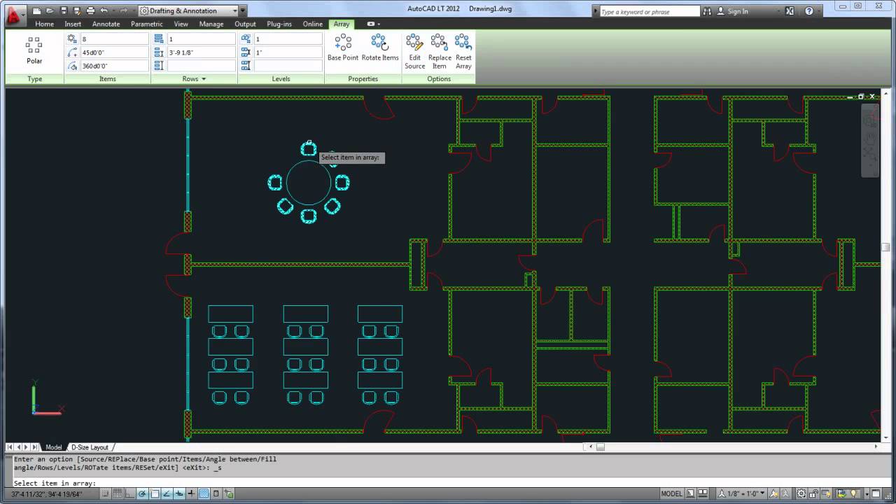 AutoCAD LT 2012 Array - YouTube