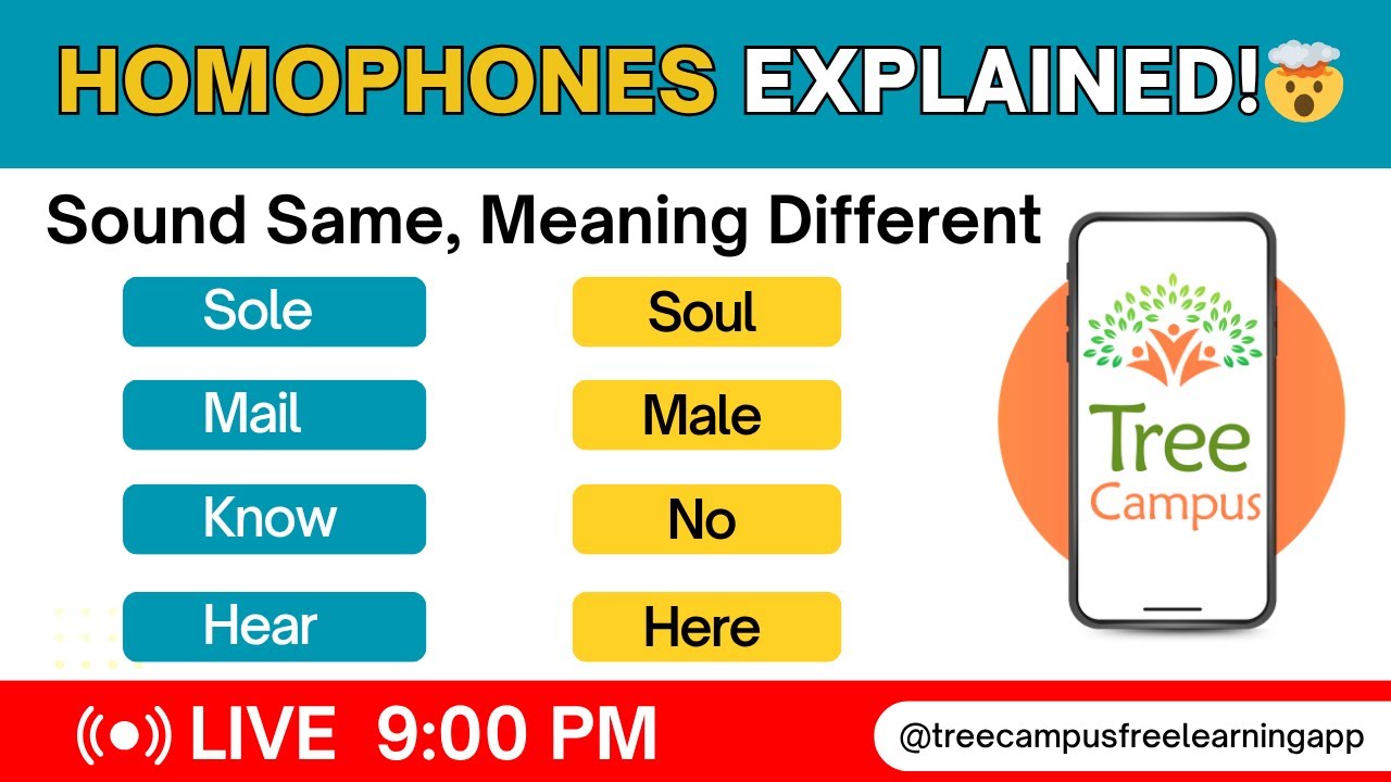 Homophones Explained in English | Sound Same, Meaning Different | 9 PM ...