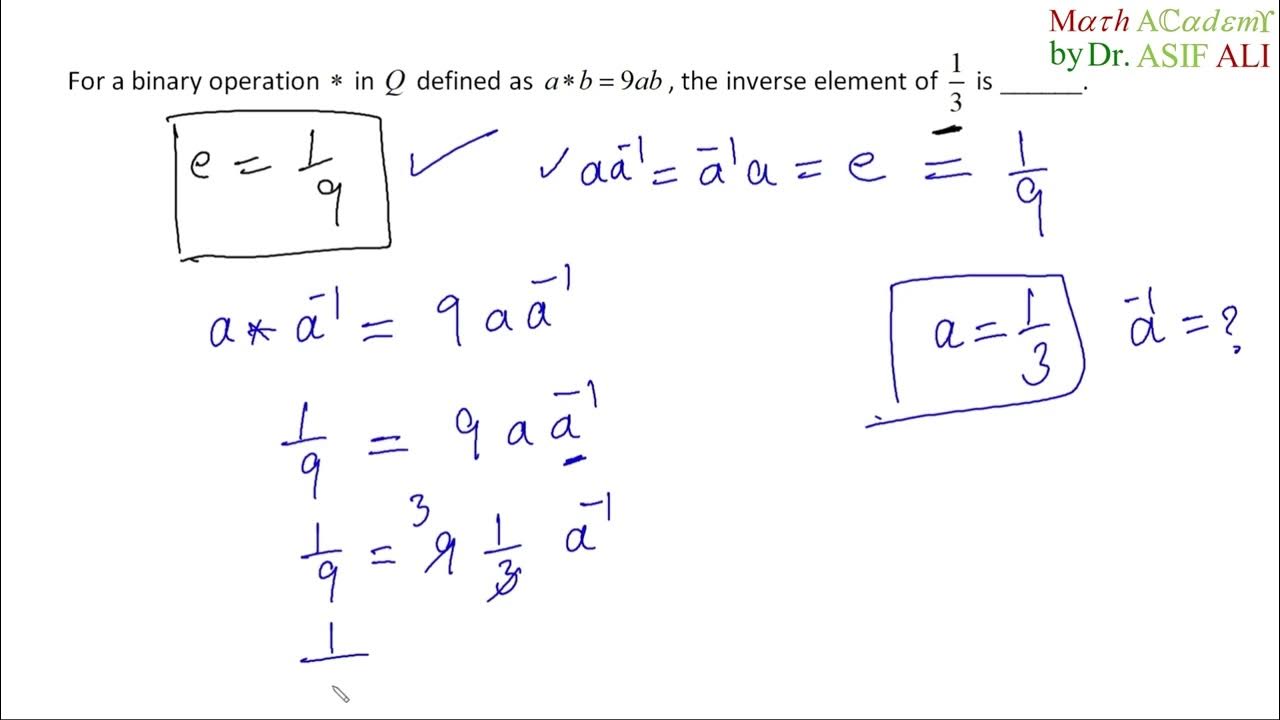 Inverse element of a binary operation a*b=9ab defined in Q | Binary operation and inverse ...