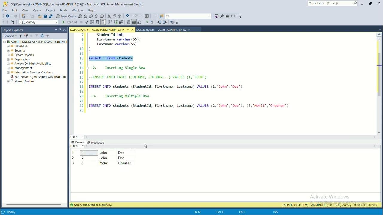 Basic SQL - Day 2 | How to insert data into a table | Data Insertion in table | Sql Server ...