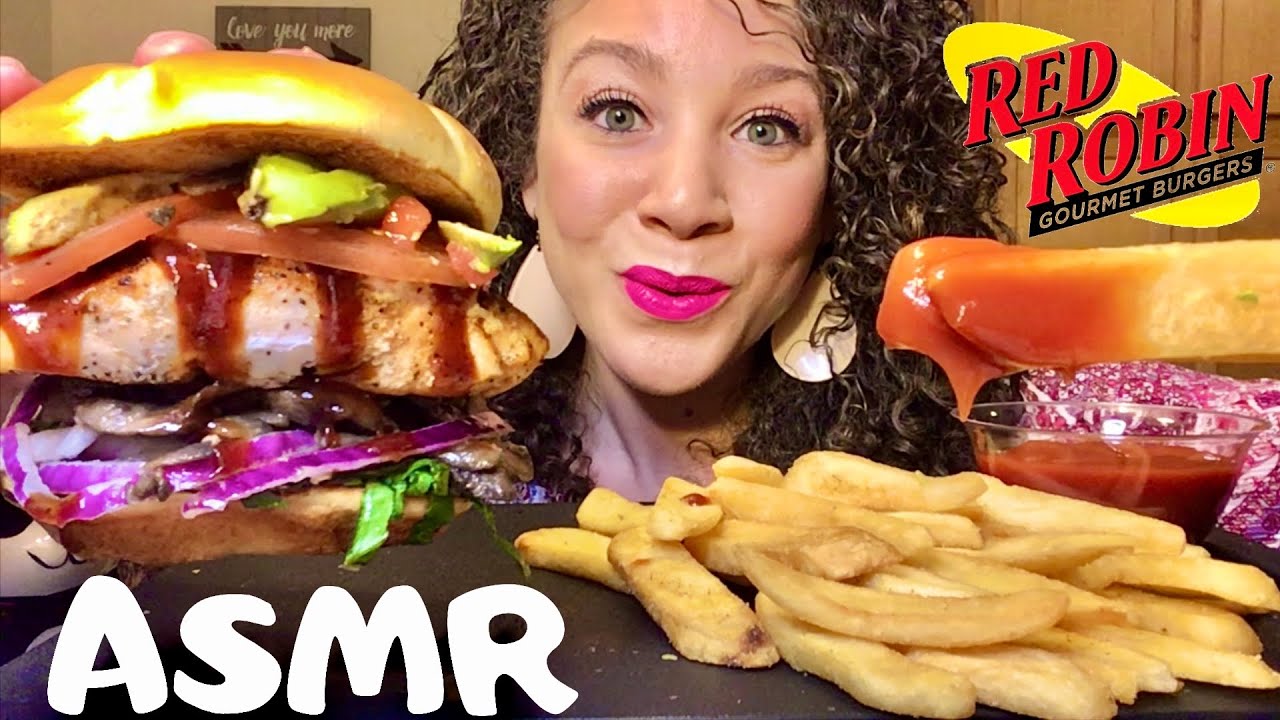 ASMR RED ROBIN JUICY SALMON BURGER| *MESSY EATING* | PandaEatsASMR ...
