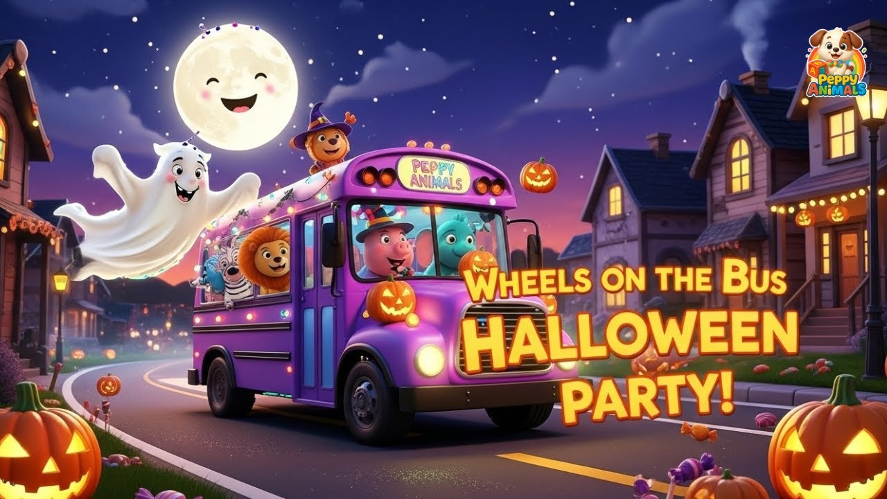 Wheels on the Bus 🎃 Halloween Party | Fun Song for Kids - YouTube