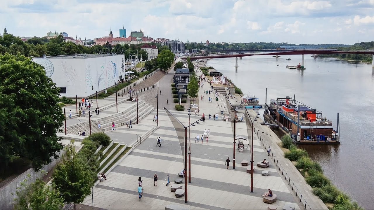 Warsaw City Poland - Walking Tour Boulevards Powisle, 4K 60fps City ...