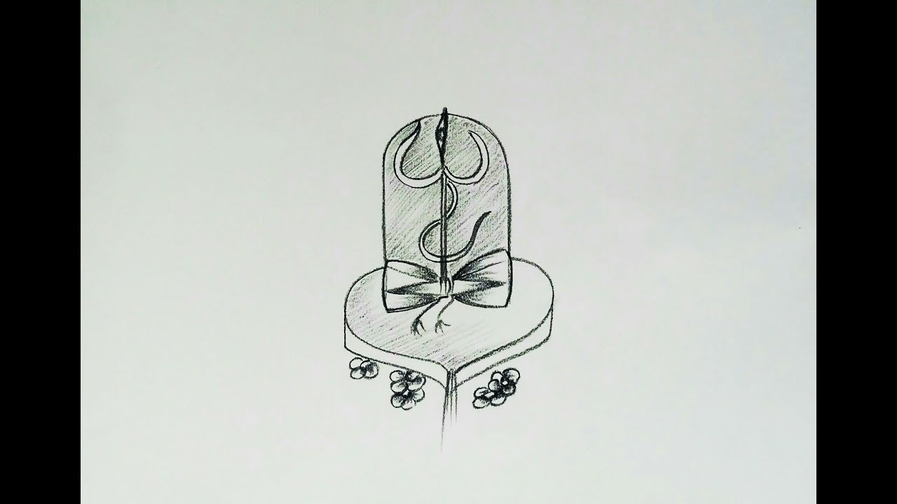 How to draw shivling with damru and trishul easy and step by step - YouTube
