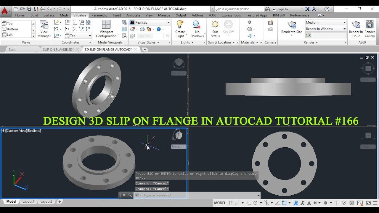 HOW TO DEVELOP 3D SLIP ON FLANGE 3D IN AUTOCAD TUTORIAL #166 - YouTube