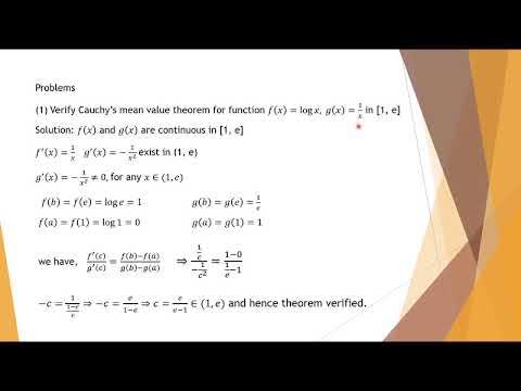 Cauchy's Mean Value Theorem And Problems - YouTube
