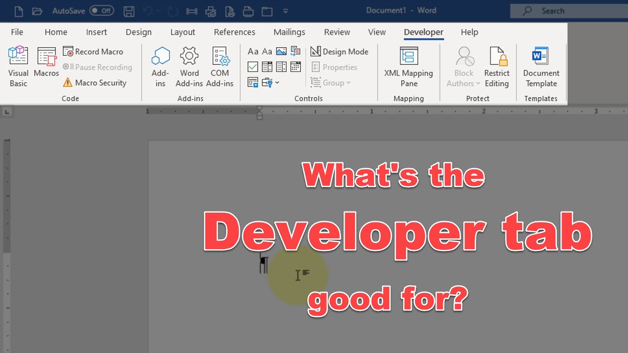 Enable your Developer tab before building templates - YouTube