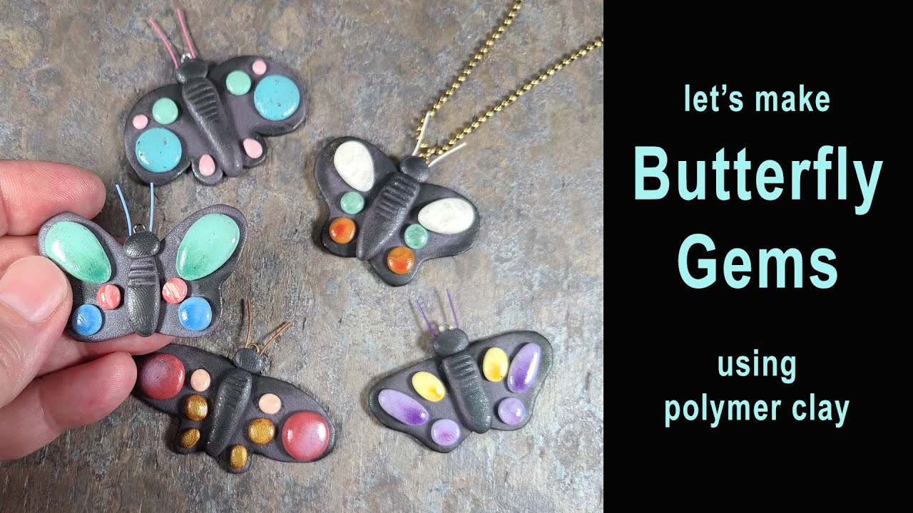 How to make a polymer clay Butterfly Gem - YouTube