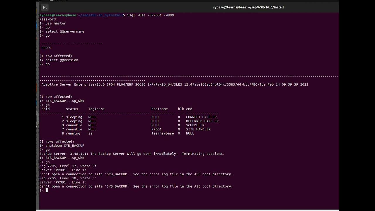 Sybase Check Backup server running ? - YouTube