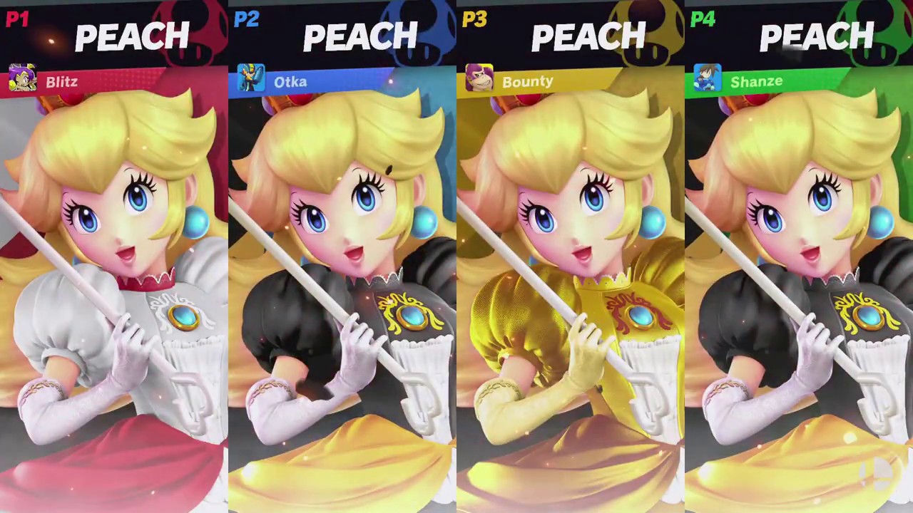 4 PLAYER PEACH MATCH | Super Smash Bros Ultimate (All Same Character ...