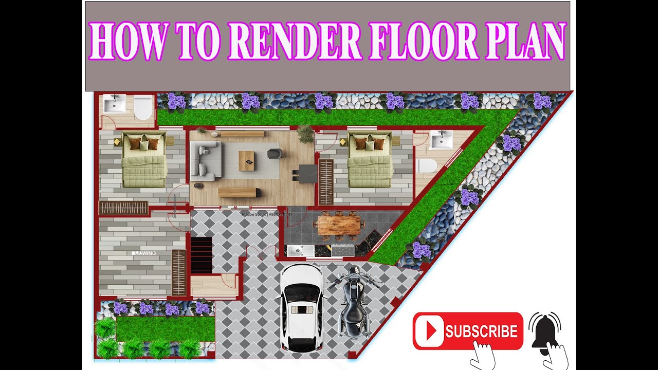 How to Render Floor Plan in Photoshop | Photoshop rendering tutorial ...