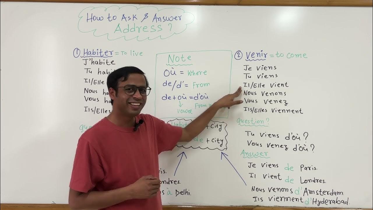 How to Ask and Answer Address in French | Using “Habiter” & “Venir de ...