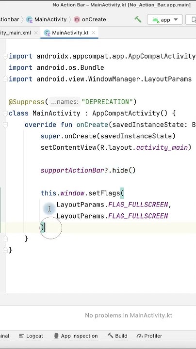 Hide Title Bar in Android Studio - YouTube