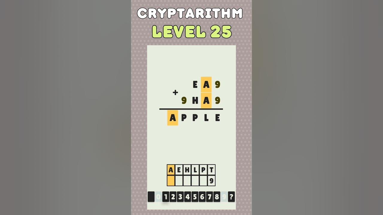 Level 25 - Cryptarithm: android game math #cryptarithm - YouTube