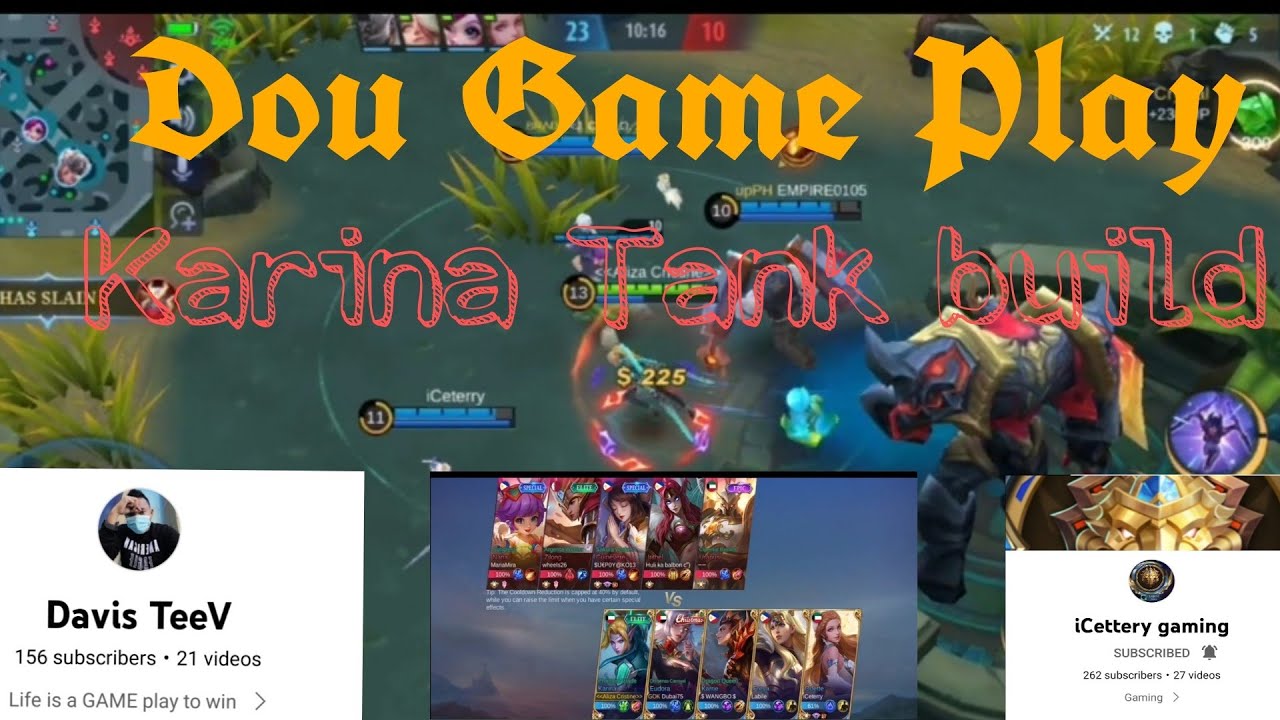 Mobile Legend Dou Game Play @ZuzuGaming77 | Karina Tank Build - YouTube