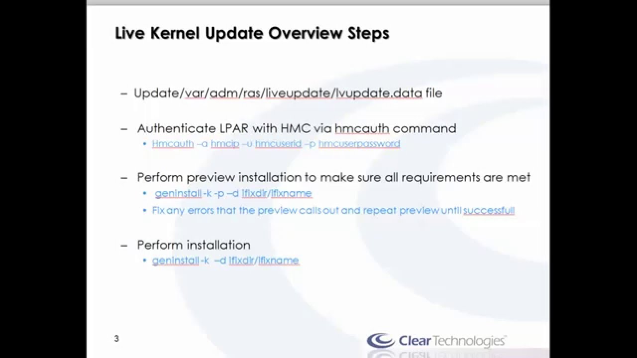 AIX 7.2 Live Kernel update - YouTube