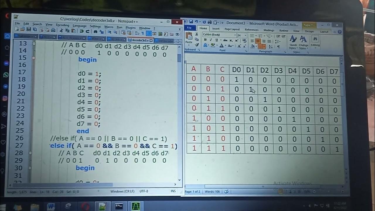 3x8 Decoder using if/else statement in Icarus Verilog - YouTube