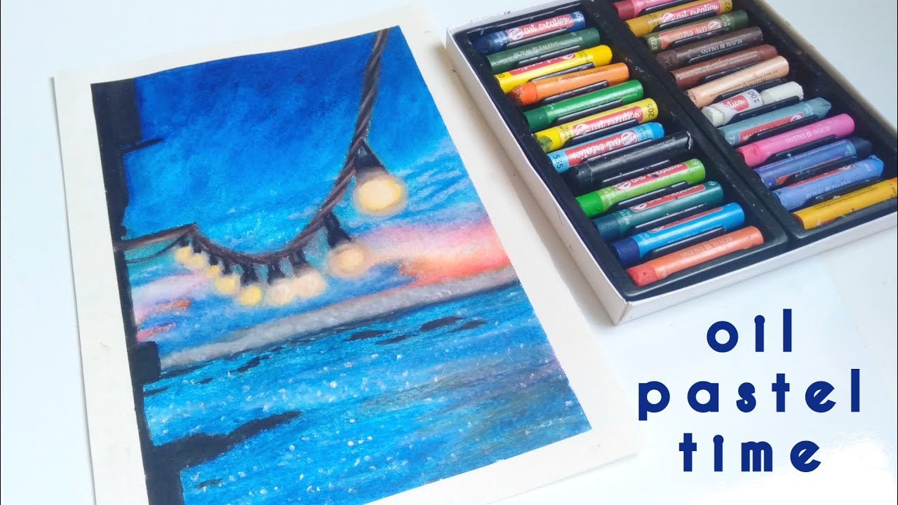 oil pastel time : lights, cloud and sunset | oil pastel - YouTube