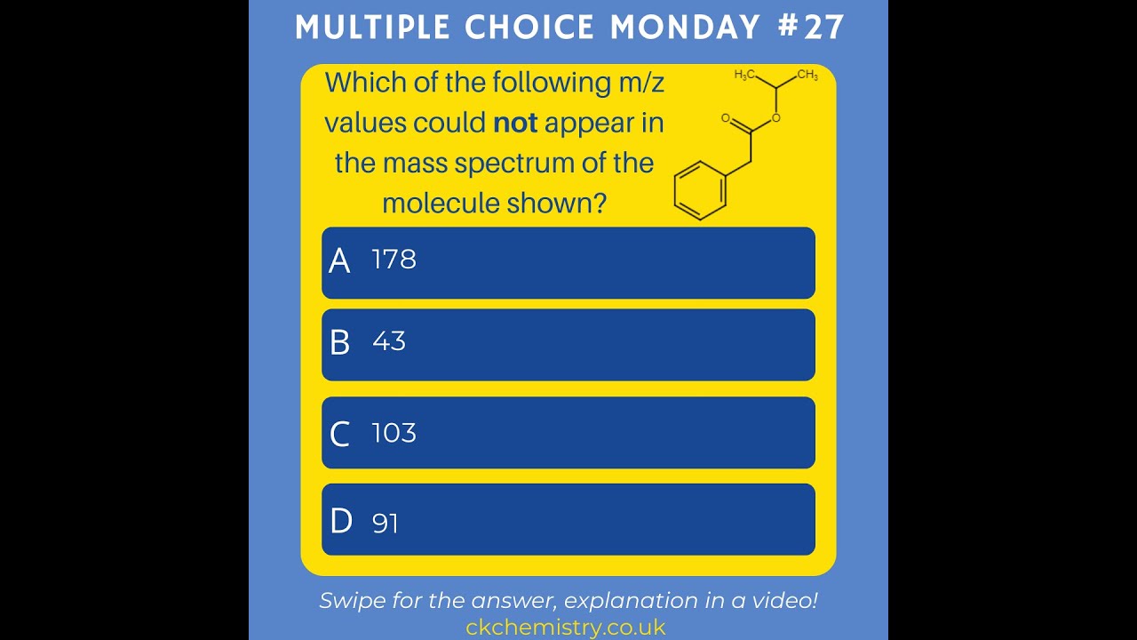 Chemistry A Level multiple choice: mass spectrometry - YouTube