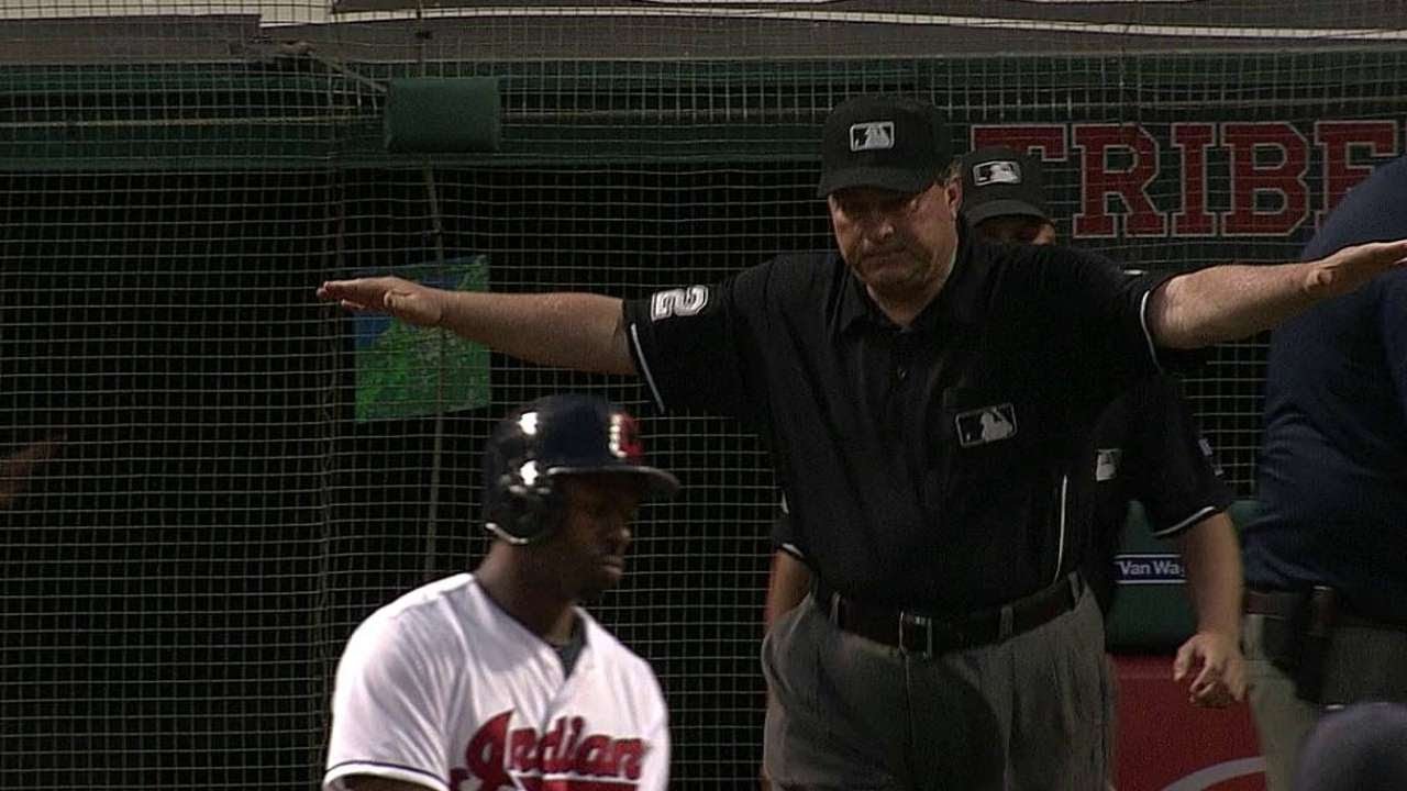 BOS@CLE: Red Sox challenge call in 7th, play stands - YouTube