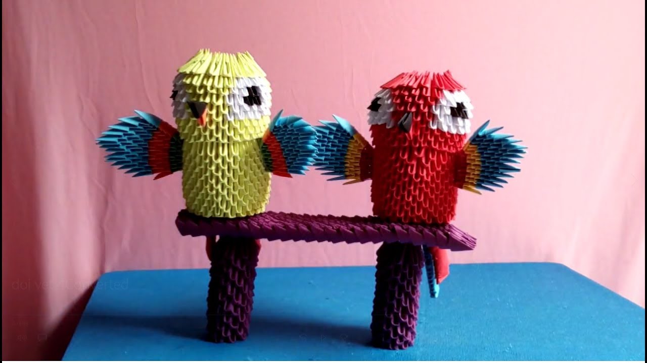 Origami 3d parrot tutorial - 3d origami parrot Làm con vẹt giấy - YouTube