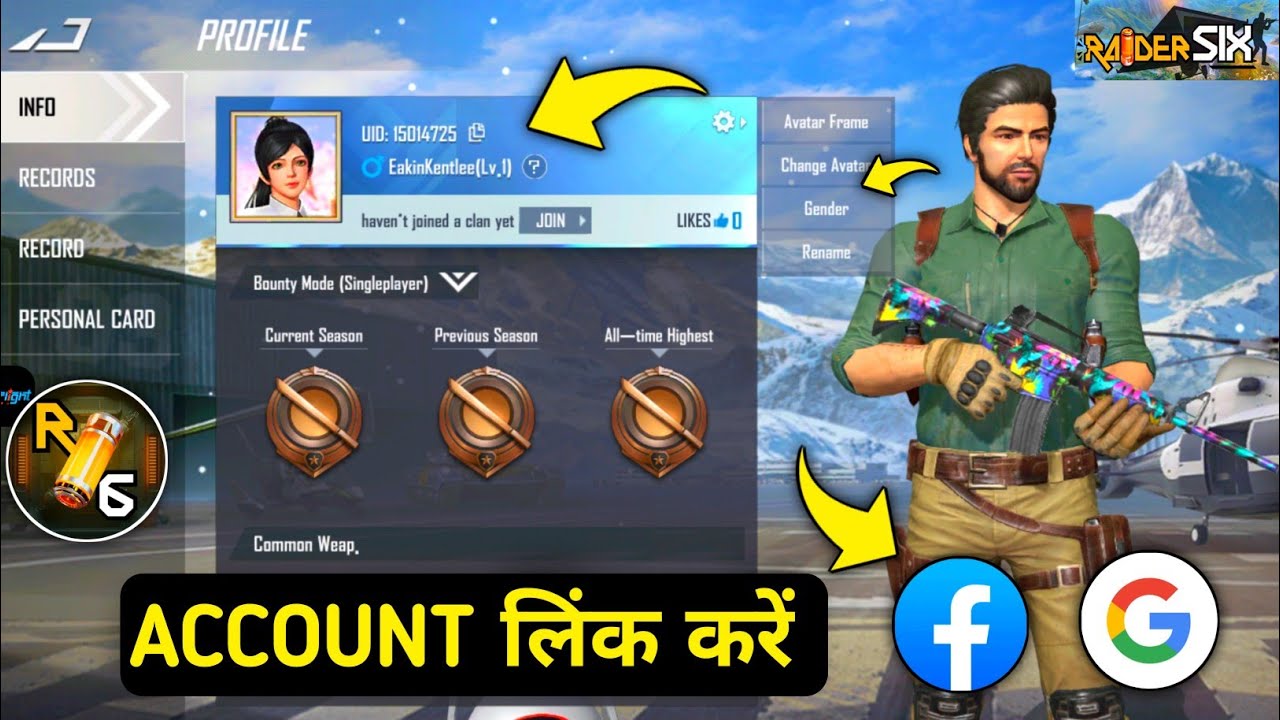 Rider six game mein account kaise link karen || how to link account in ...