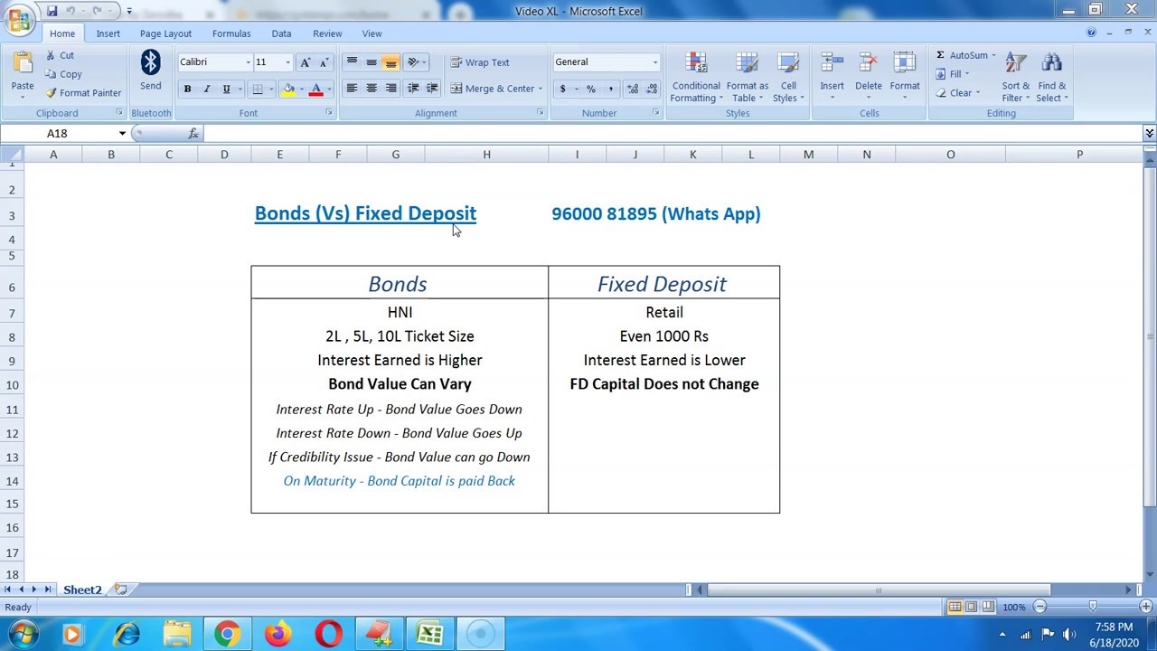 Bonds (Vs) Fixed Deposit - Basics - Tamil - YouTube