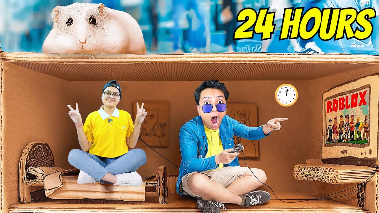 Living in cardboard house for 24 hours 🤭🤭 ⁠@Thetargetsiblings ...