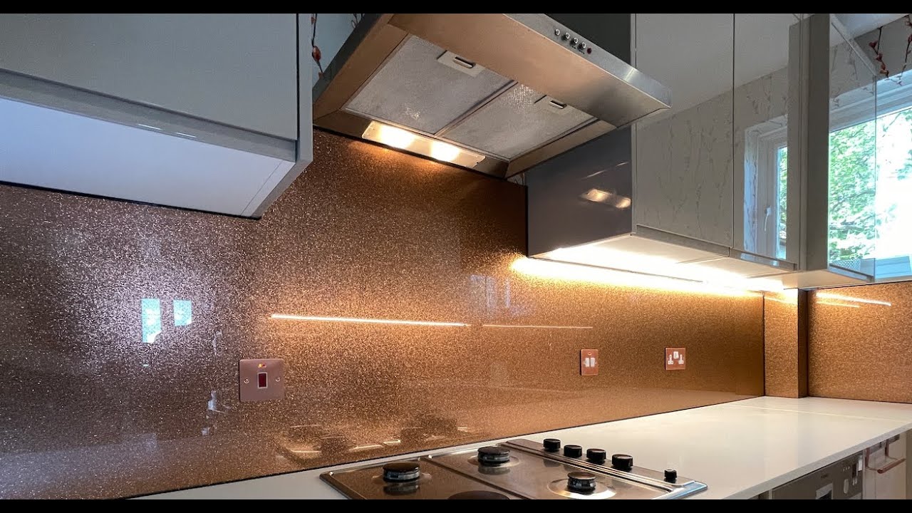100% Copper Fine Glitter Splashback by ®CreoGlass, www.creoglass.co.uk ...
