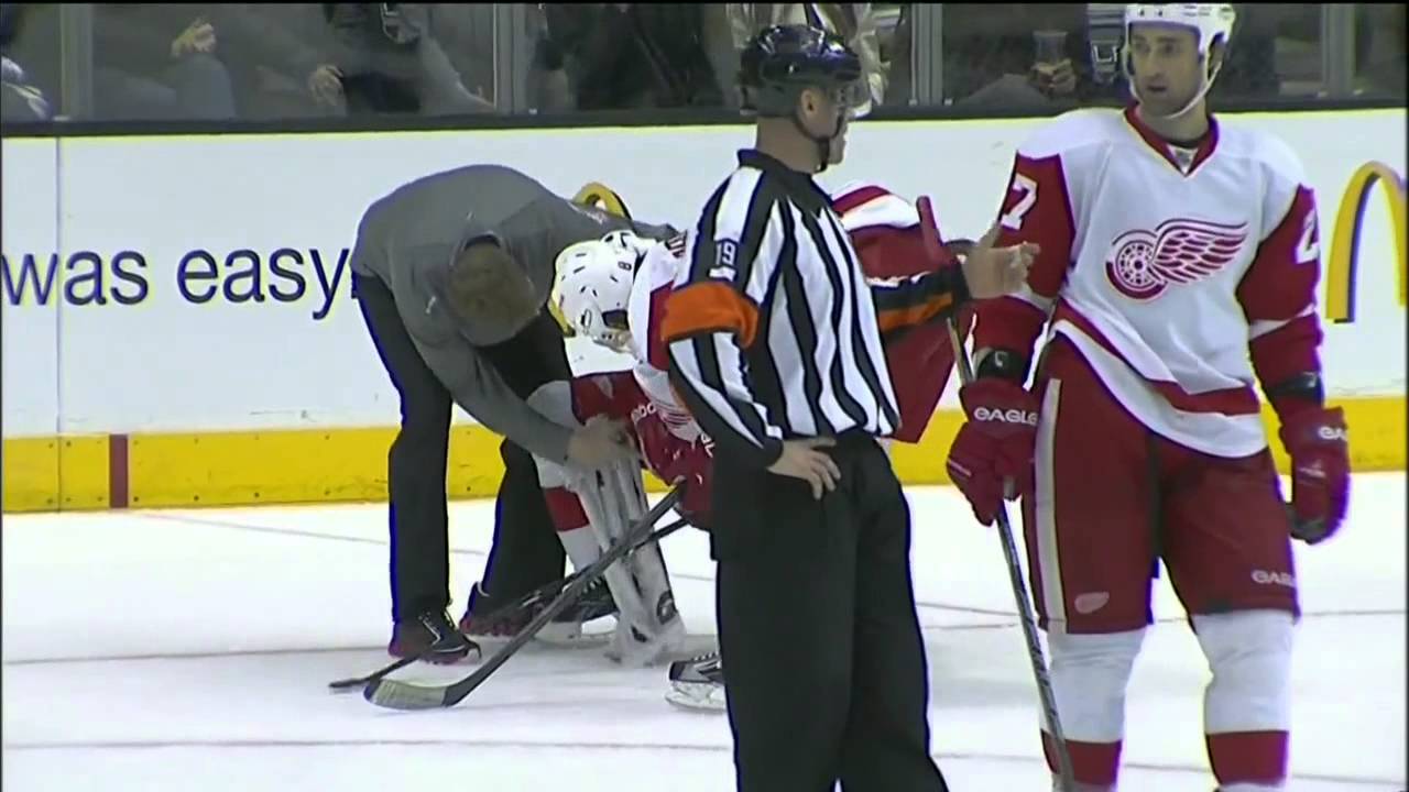 Dustin Penner hit on Brendan Smith Feb 27 2013 Detroit Red Wings vs LA ...