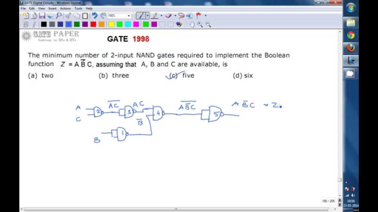 GATE 1998 ECE Minimum number of 2 input NAND gates required to ...