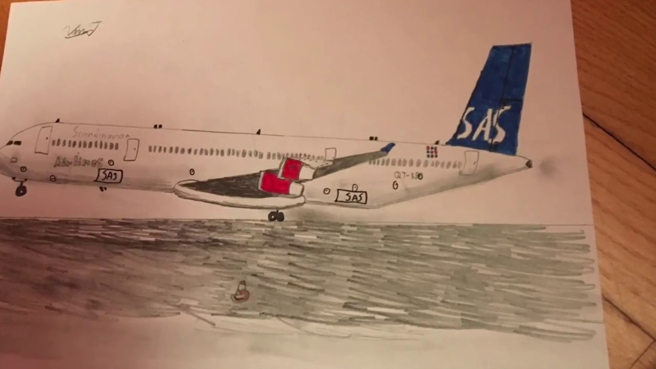 Scandinavian Airlines A340-600 | Timelapse Drawing - YouTube