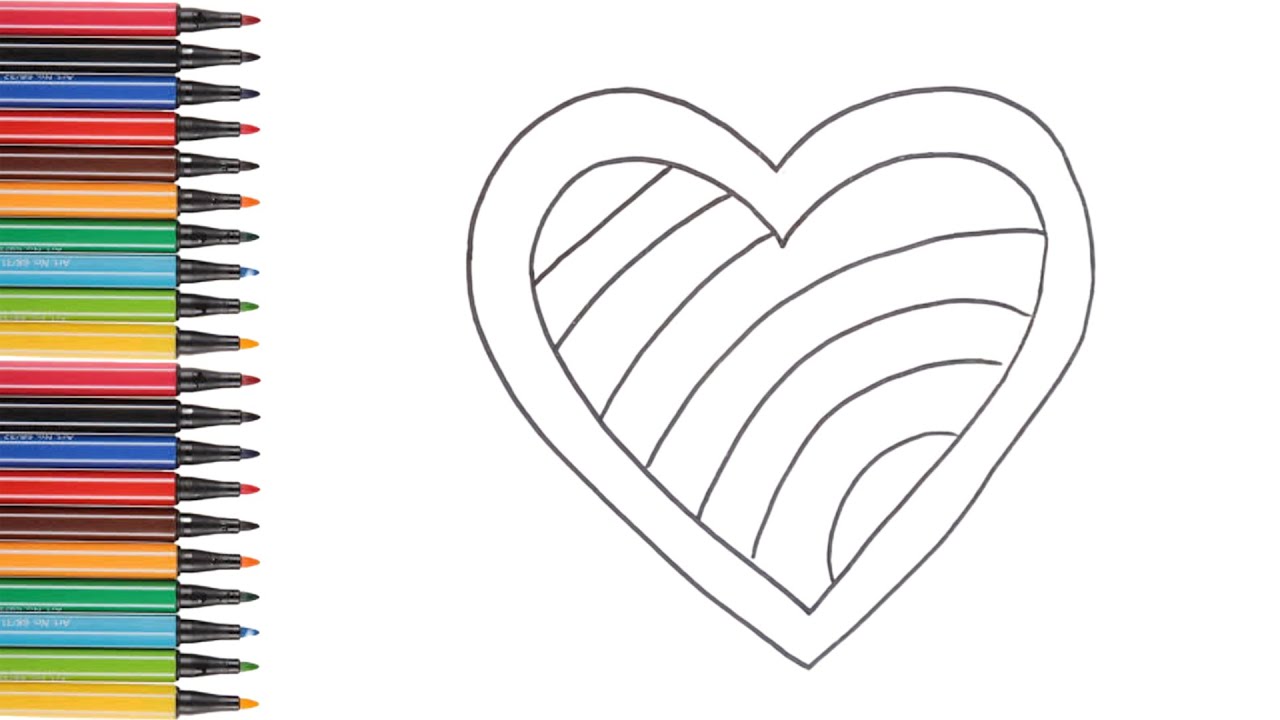 How to Draw Rainbow Heart , Drawing Heart Easy For Kids ,Heart Drawing ...