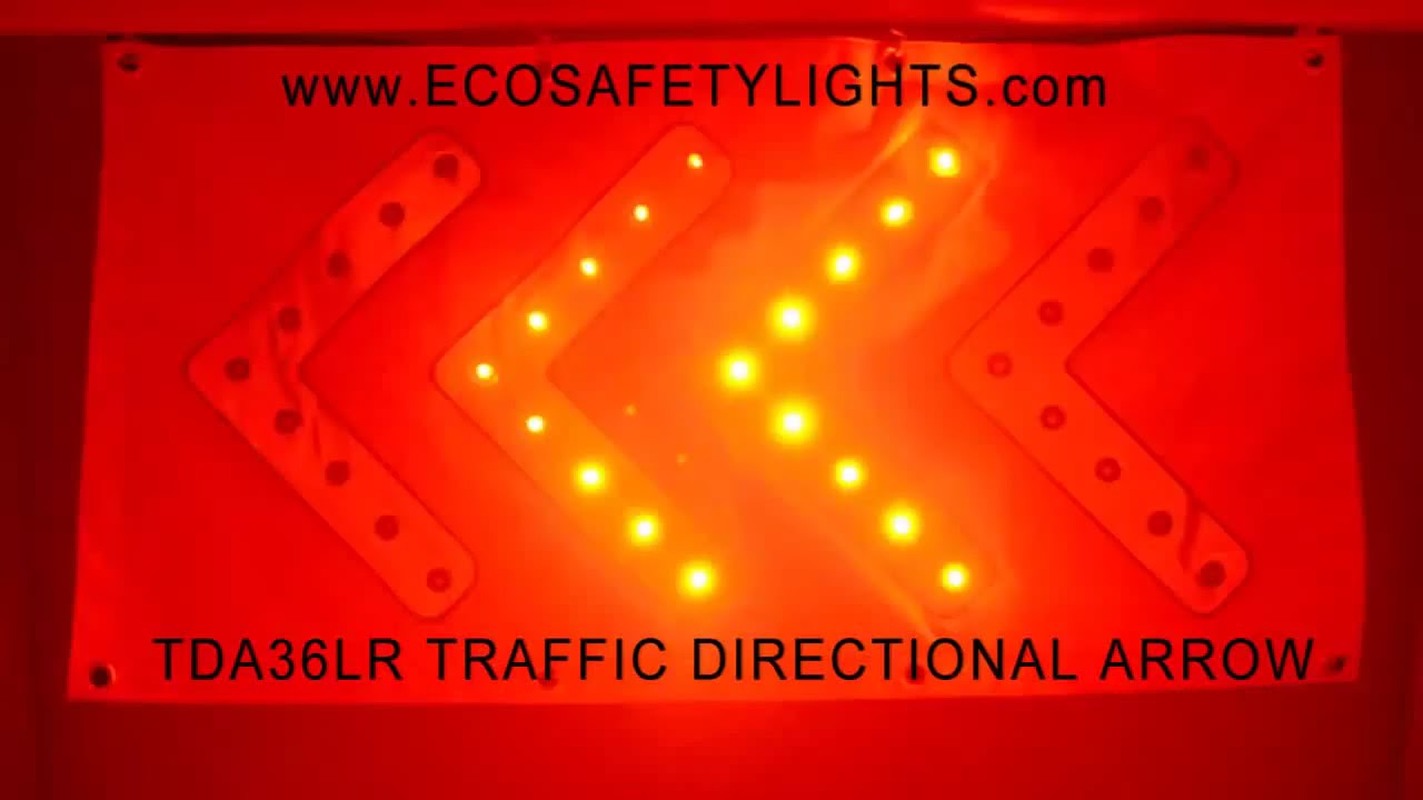 TRAFFIC DIRECTION ARROW CHEVRON FLASHING 36 RED LED's REFLECTIVE - YouTube