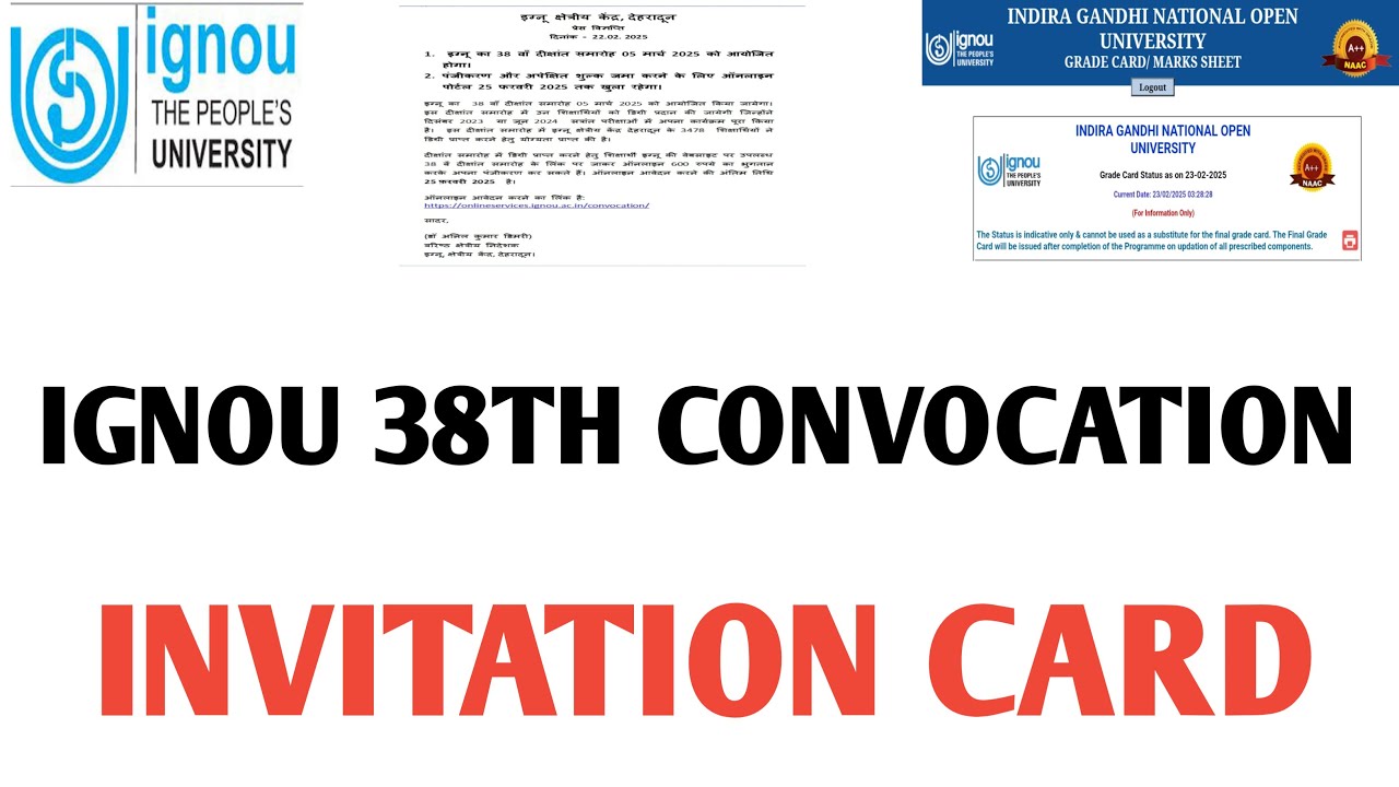 IGNOU LIVE 38TH CONVOCATION LAST DATE AND INVITATION CARD - YouTube
