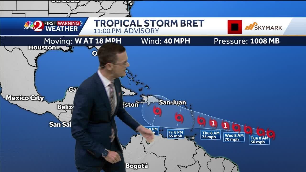 NHC tracking Tropical Storm Bret - YouTube