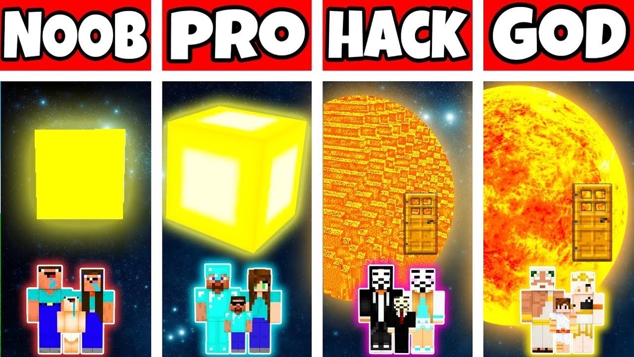 Minecraft: FAMILY SUN BASE BUILD CHALLENGE - NOOB vs PRO vs HACKER vs ...