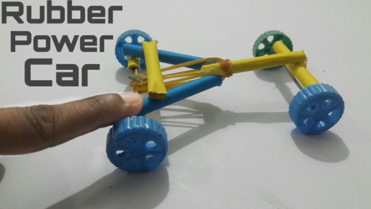 How to Make a Rubber Power Car using Rubber Band and Paper | Very Easy ...
