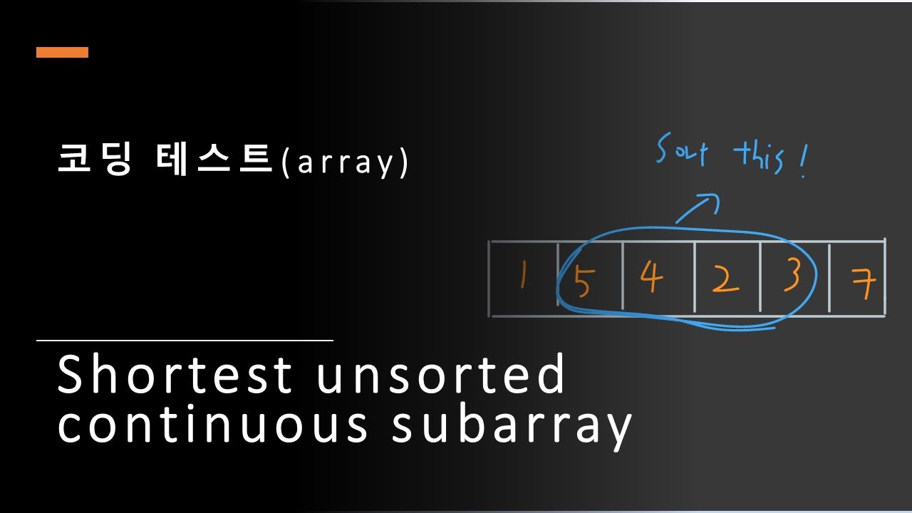 코딩테스트,중급, Shortest Unsorted Continuous Subarray - YouTube
