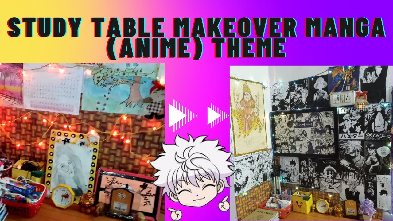 Study table makeover | Anime (manga) theme | Anime wall diy #anime # ...