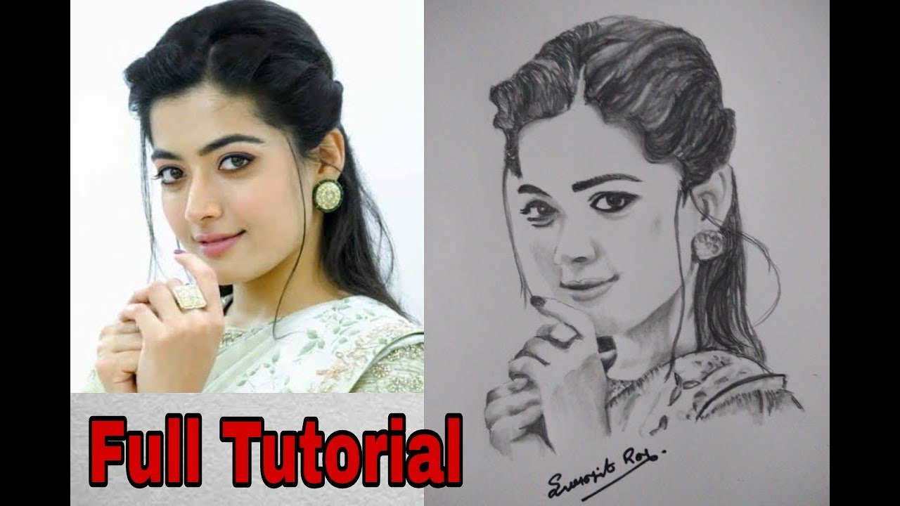 How to Draw Rashmika Mandanna | Portrait drawing tutorial | Step by ...