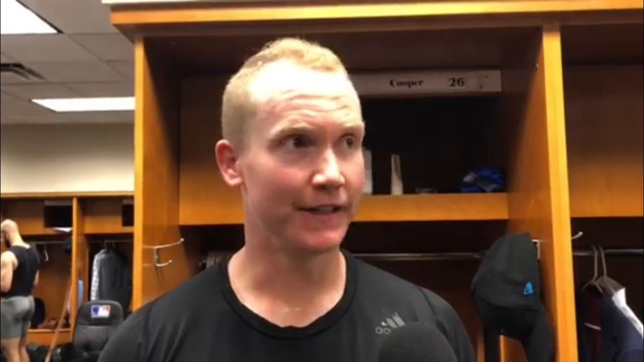 Marlins' Garrett Cooper reacts to his game-winning grand slam to sweep ...