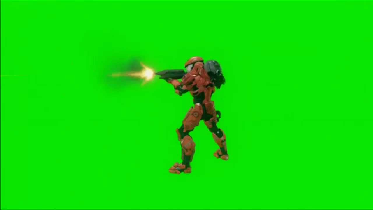 Halo 4 red Spartan shooting (Side view) - Green Screen - YouTube