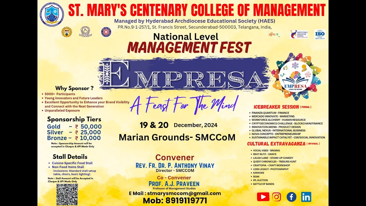 Empresa Management Fest in ST MARY'S CENTENARY COLLEGE OF MANAGEMENT ...