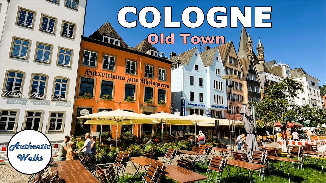 [4K] City Walk Cologne Old Town and Rhine River Waterfront on a Sunny ...