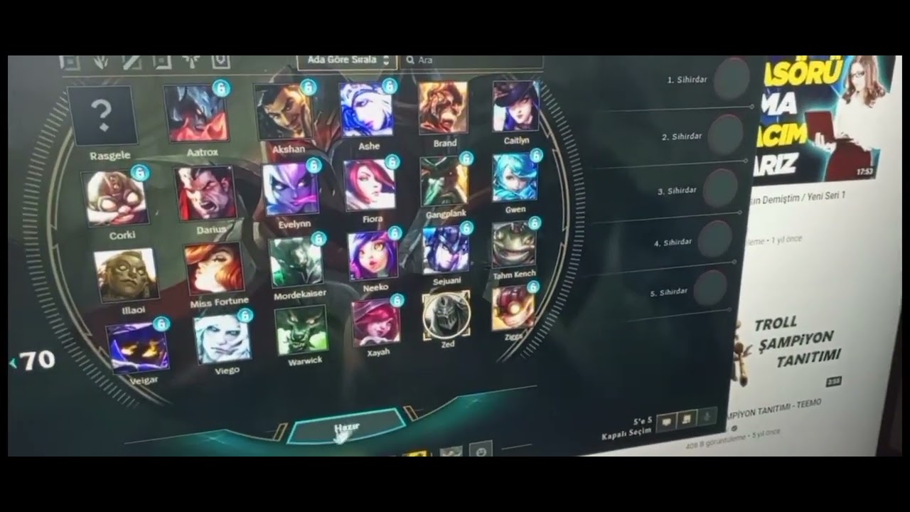 LOL deki Karakterlerim - YouTube