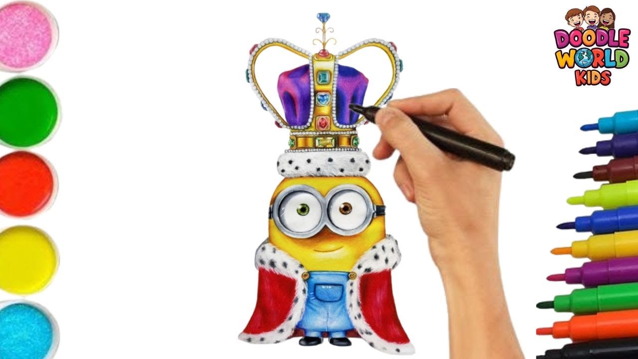 how to draw King Bob Minion step by step! 👑😄 Easy cartoon drawing and ...