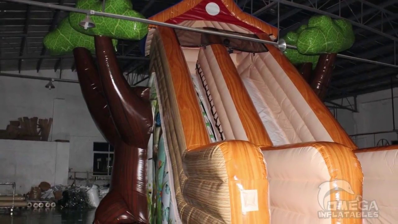 26FT Inflatable Tree House Water Slide(wet dry water slide) - YouTube
